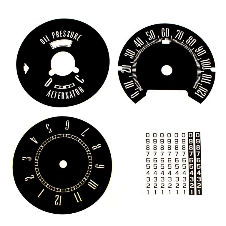 64 Plymouth Fury Decal Kit with Clock - Premium Dash Decals by Mr.Heaterbox